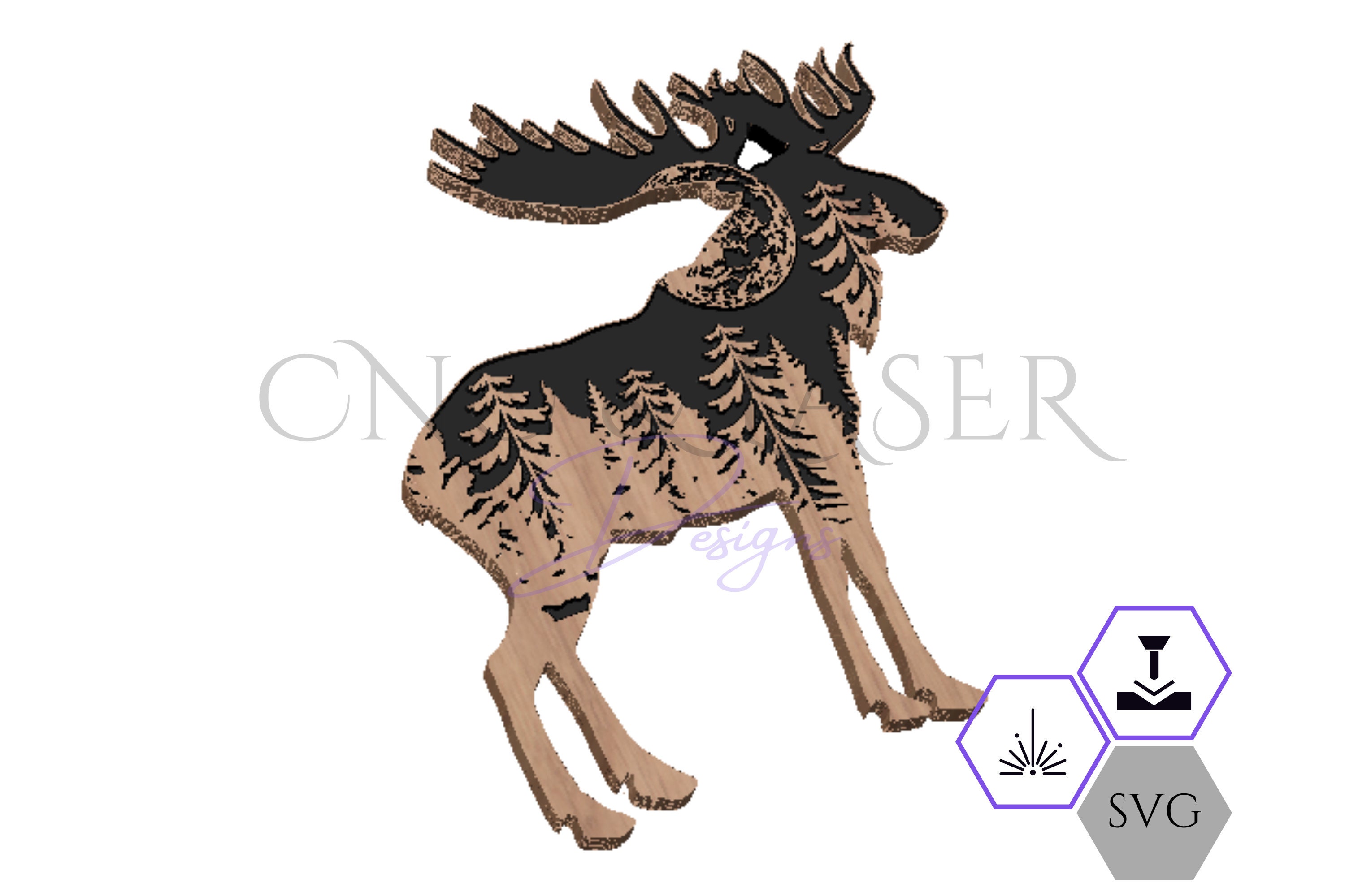 Moose and Forest Scene SVG Nightime Nature Scene Moose SVG - Etsy