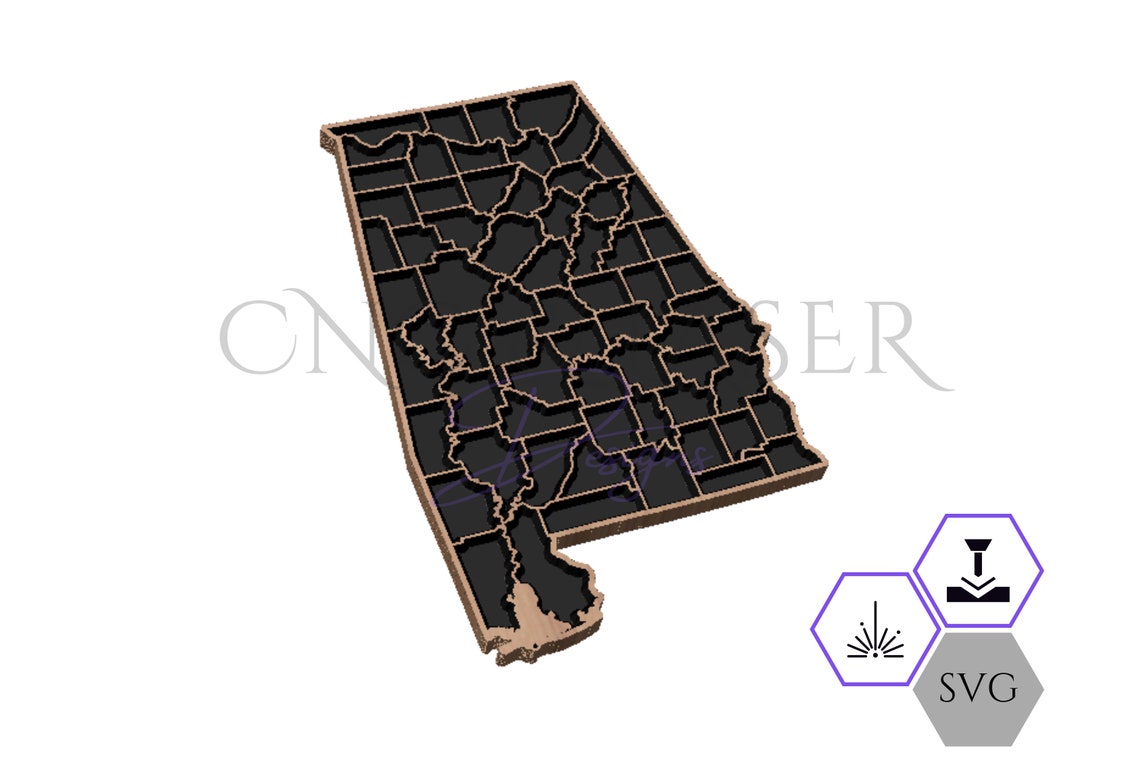 Alabama Counties Map SVG Alabama Counties Laser Cut File - Etsy