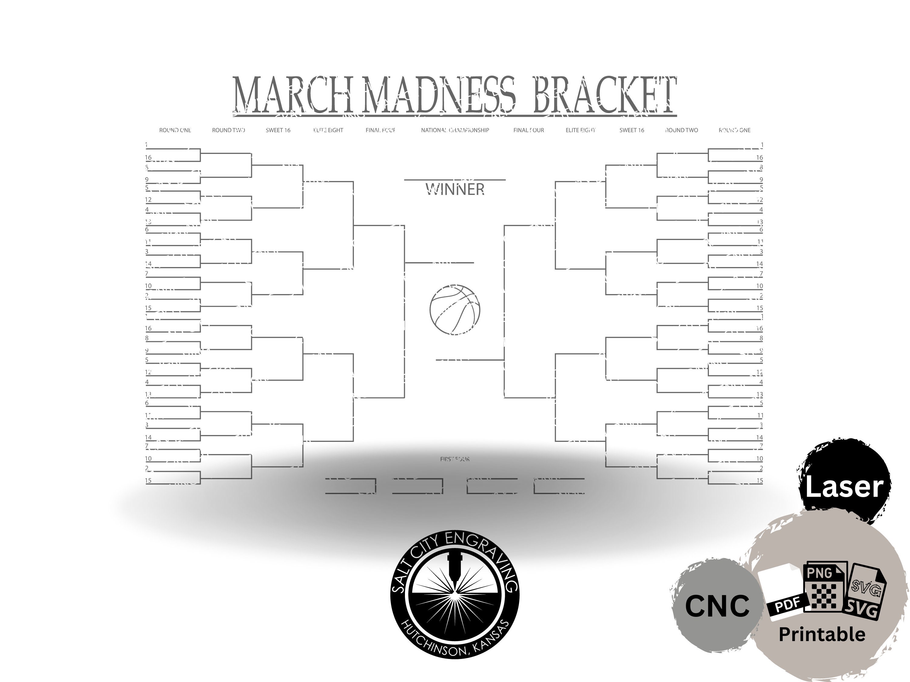 Printable March Madness Bracket: Fillable Tournament (PDF, PNG, SVG) - Etsy
