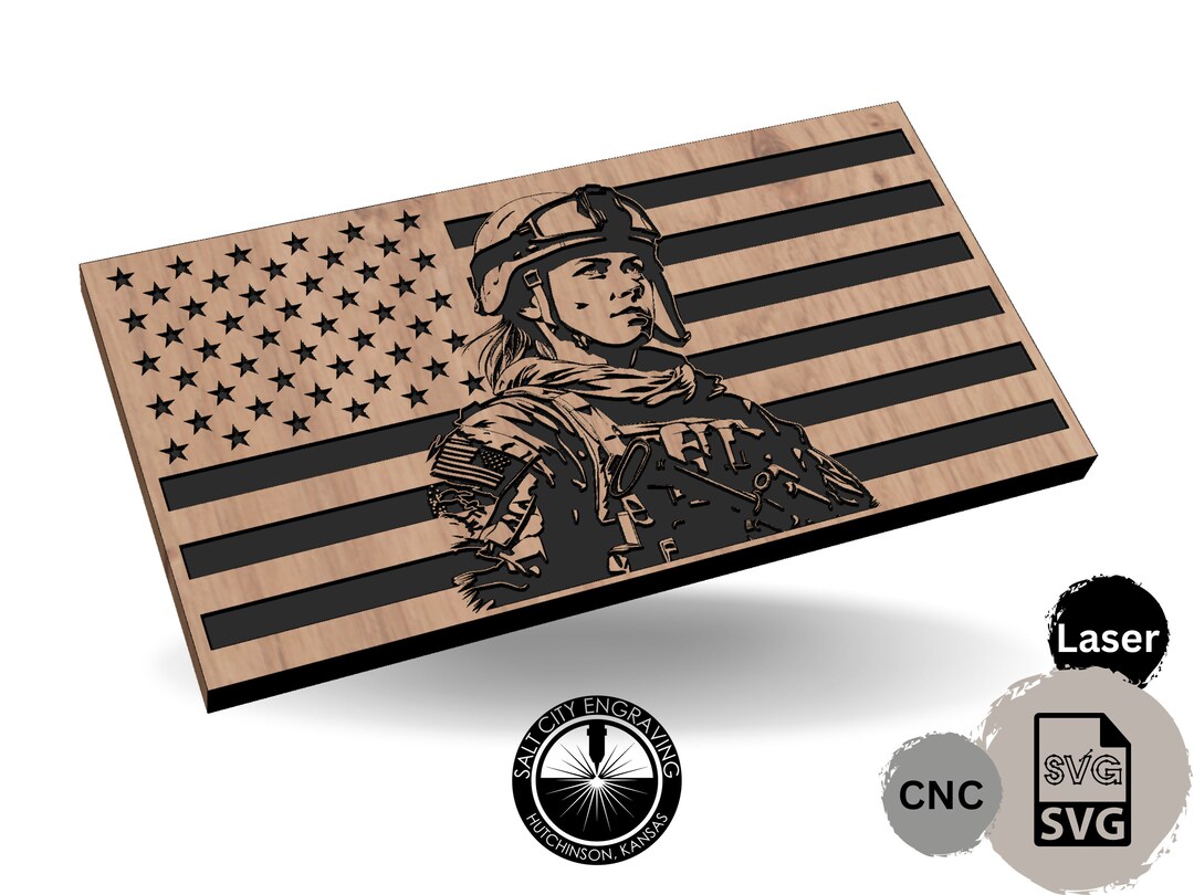 Female Soldier American Flag SVG: Veteran Patriot Design (digital ...