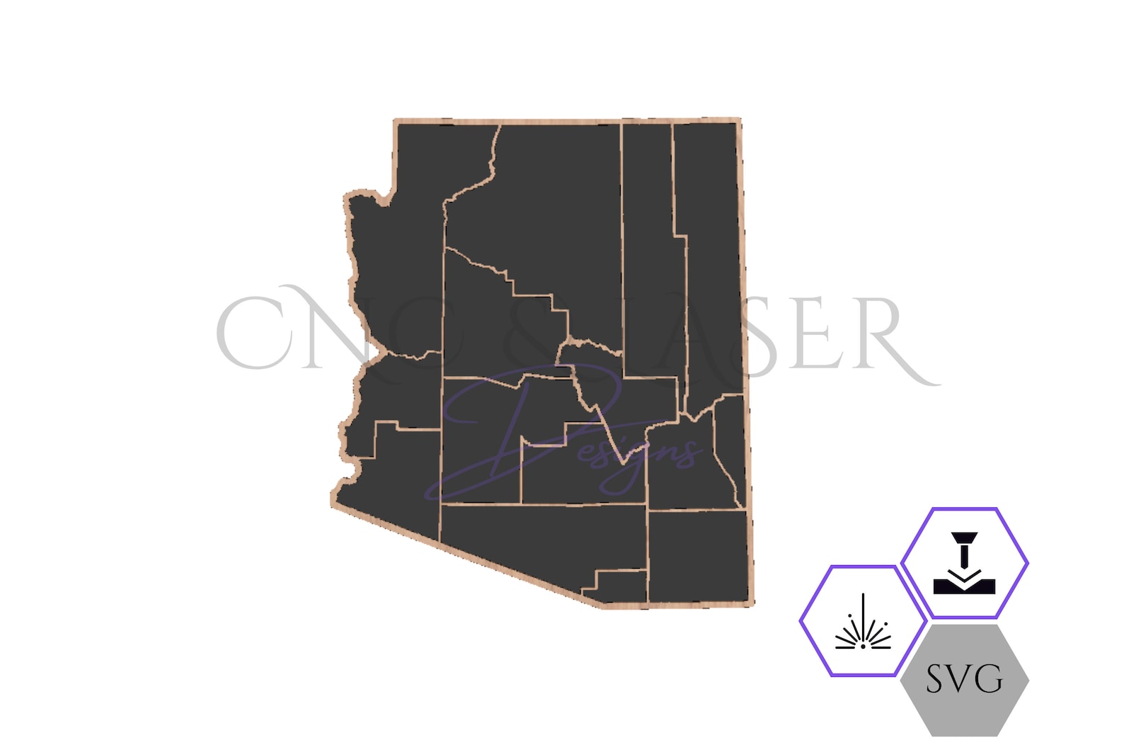 Arizona Counties Map SVG Arizona Counties Laser Cut File - Etsy