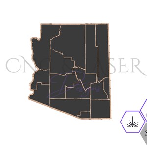 Arizona Counties Map SVG - Arizona Counties - Laser Cut File - Laser ...