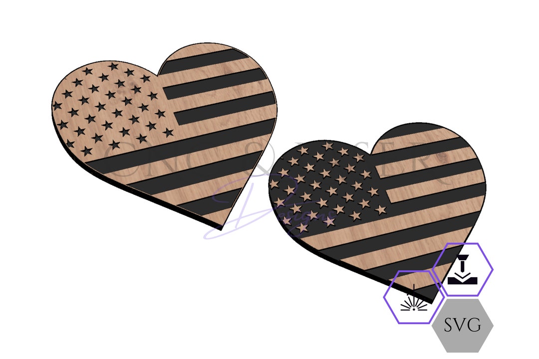 Heart American Flag SVG: Patriotic Laser Cut File (digital Download) - Etsy