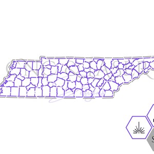 Tennessee Counties Map SVG - Tennessee Counties - Laser Cut File ...