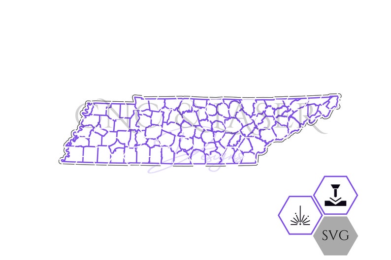 Tennessee Counties Map SVG Tennessee Counties Laser Cut - Etsy