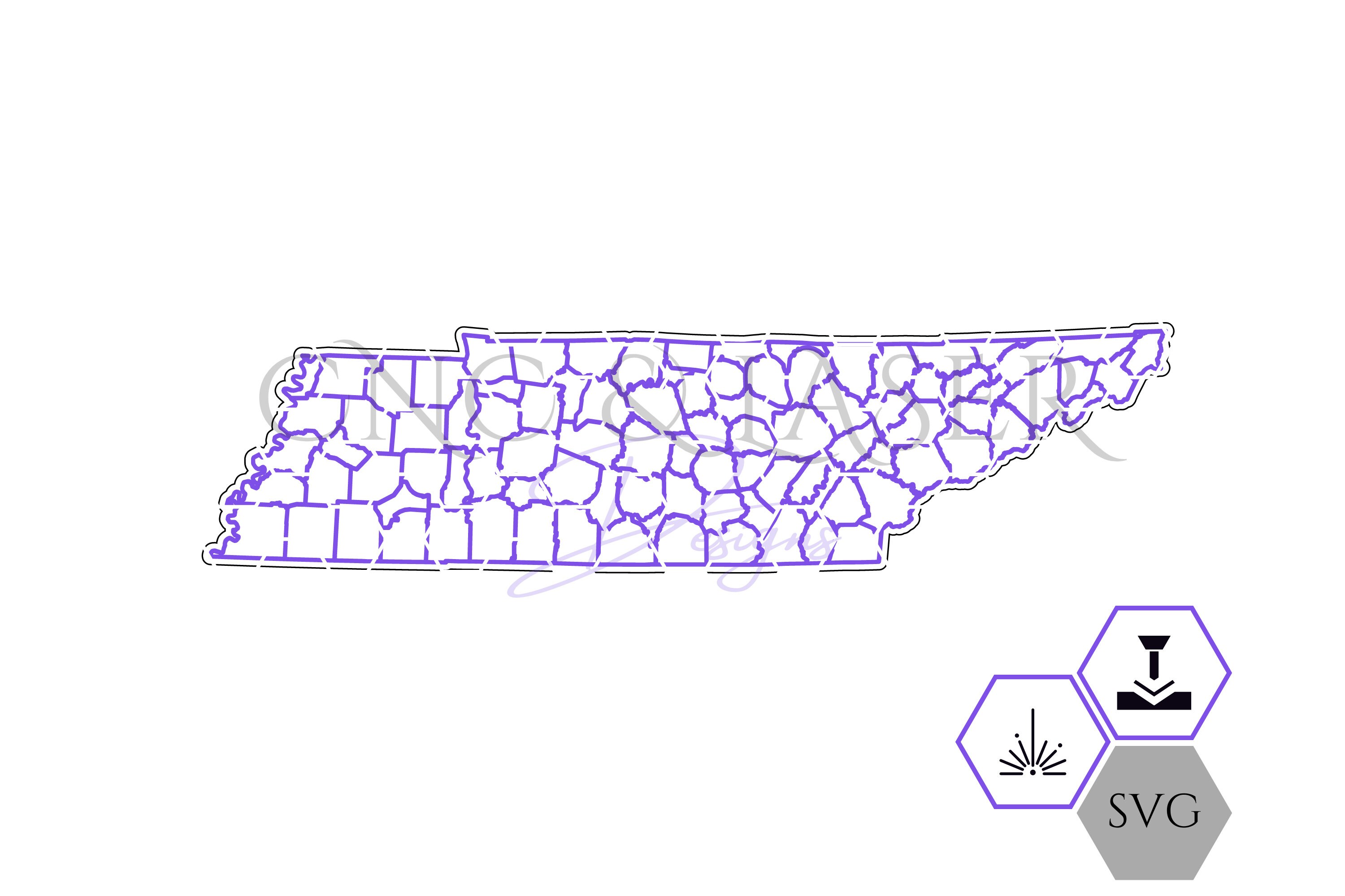 Tennessee Counties Map SVG Tennessee Counties Laser Cut - Etsy