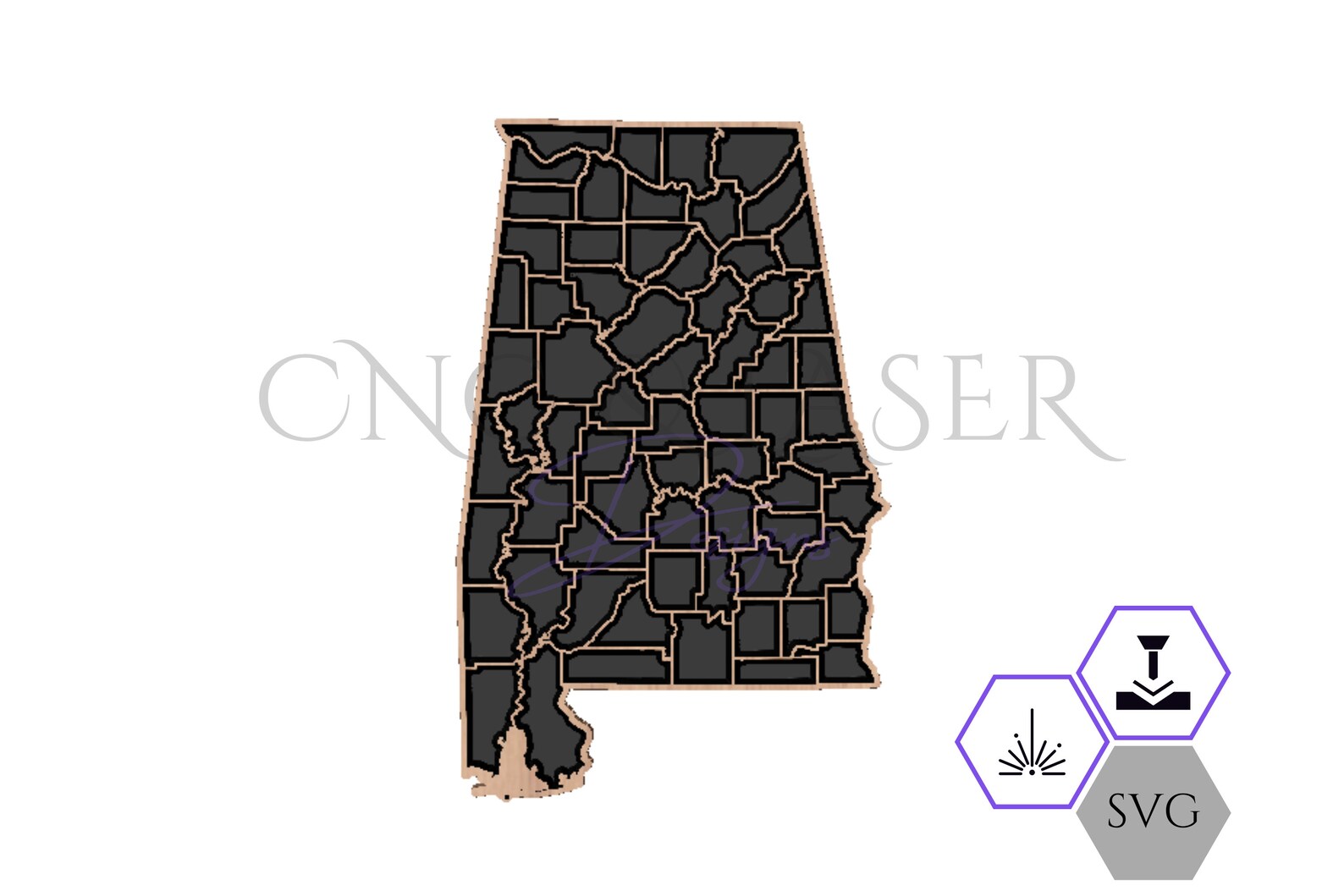 Alabama Counties Map SVG Alabama Counties Laser Cut File - Etsy