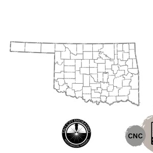 Oklahoma Counties Map SVG - Oklahoma Counties - Laser Cut File - Laser ...