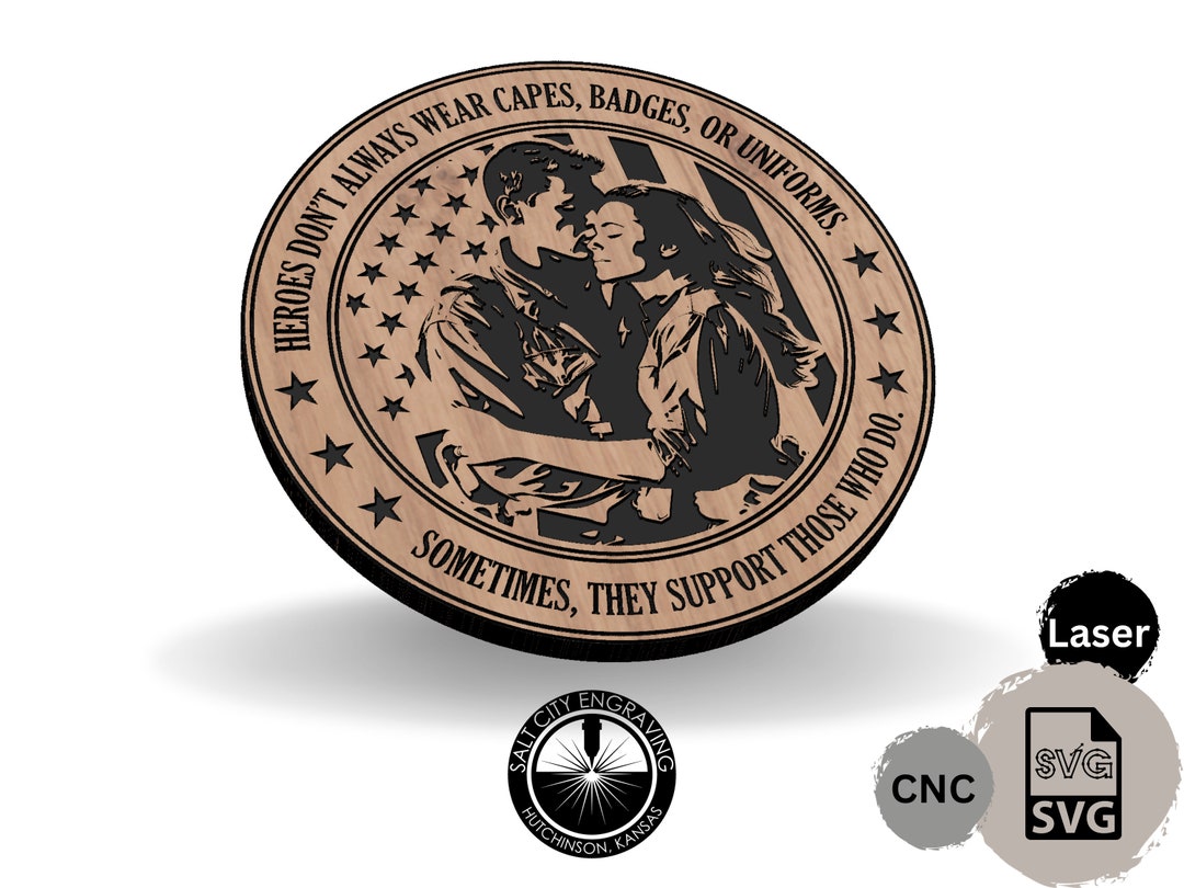 Military Couple SVG: Soldier Hugging Wife, CNC Laser Cut File (digital ...