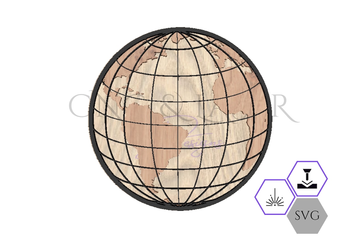 Earth Layered File SVG Globe Svg Countries Map Laser Cut - Etsy
