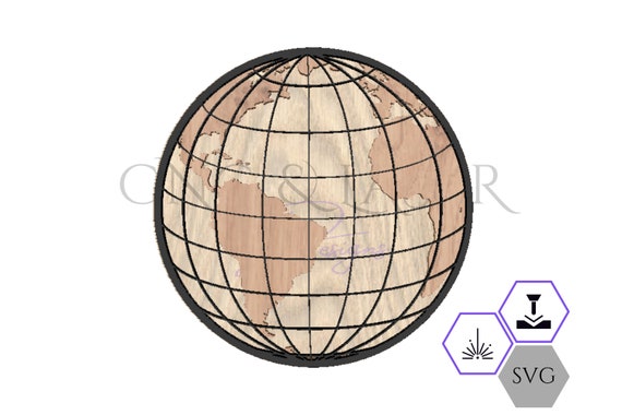 Earth Layered File SVG Globe Svg Countries Map Laser Cut - Etsy