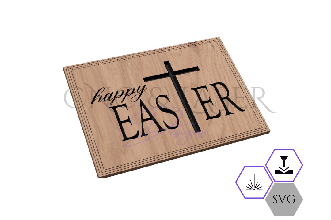 Happy Easter Cross SVG: Laser Cut CNC File (digital Download) - Etsy