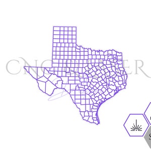 Texas Counties Map SVG - Laser Cut File - Etsy