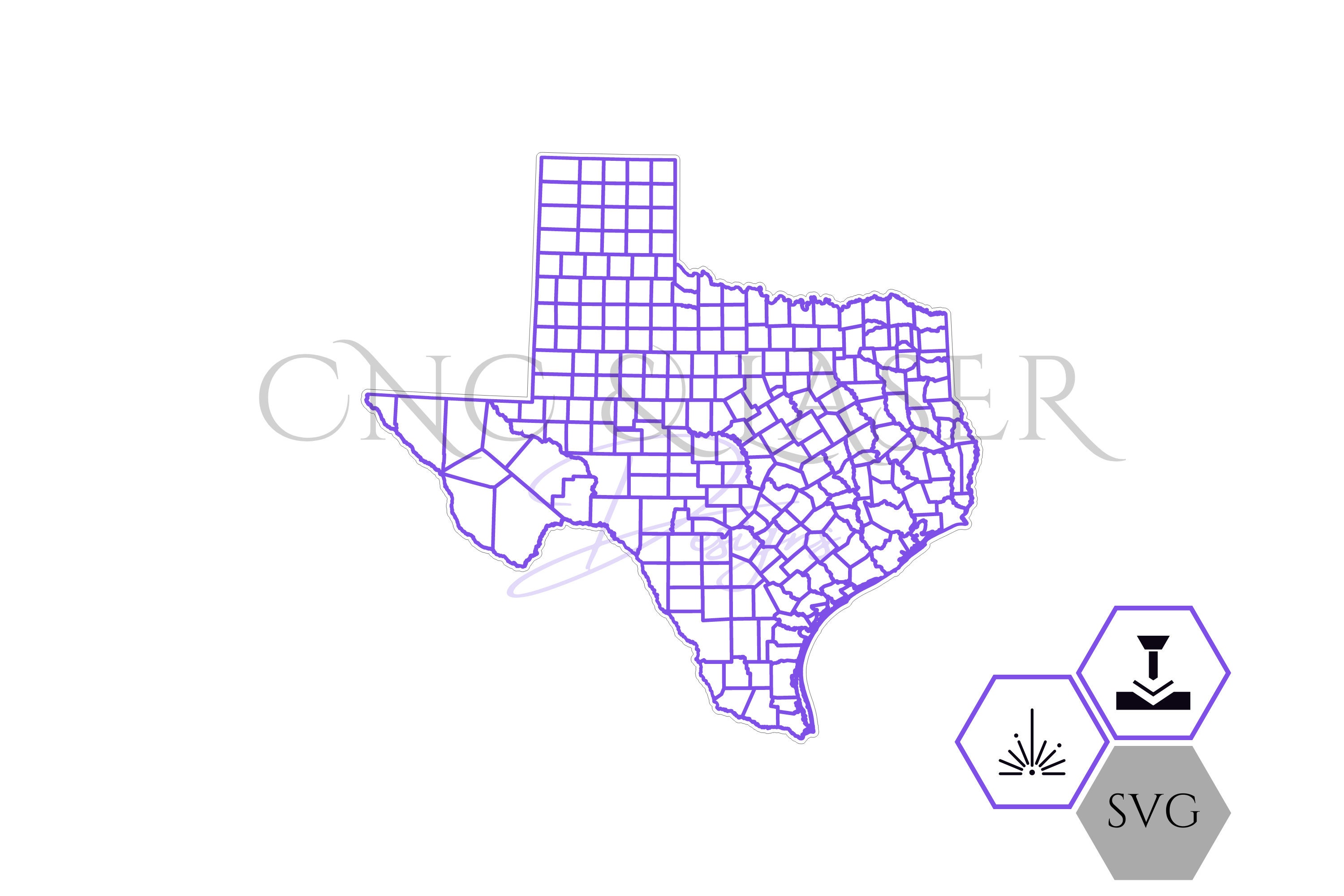 Texas Counties Map SVG Texas Counties Laser Cut File - Etsy UK