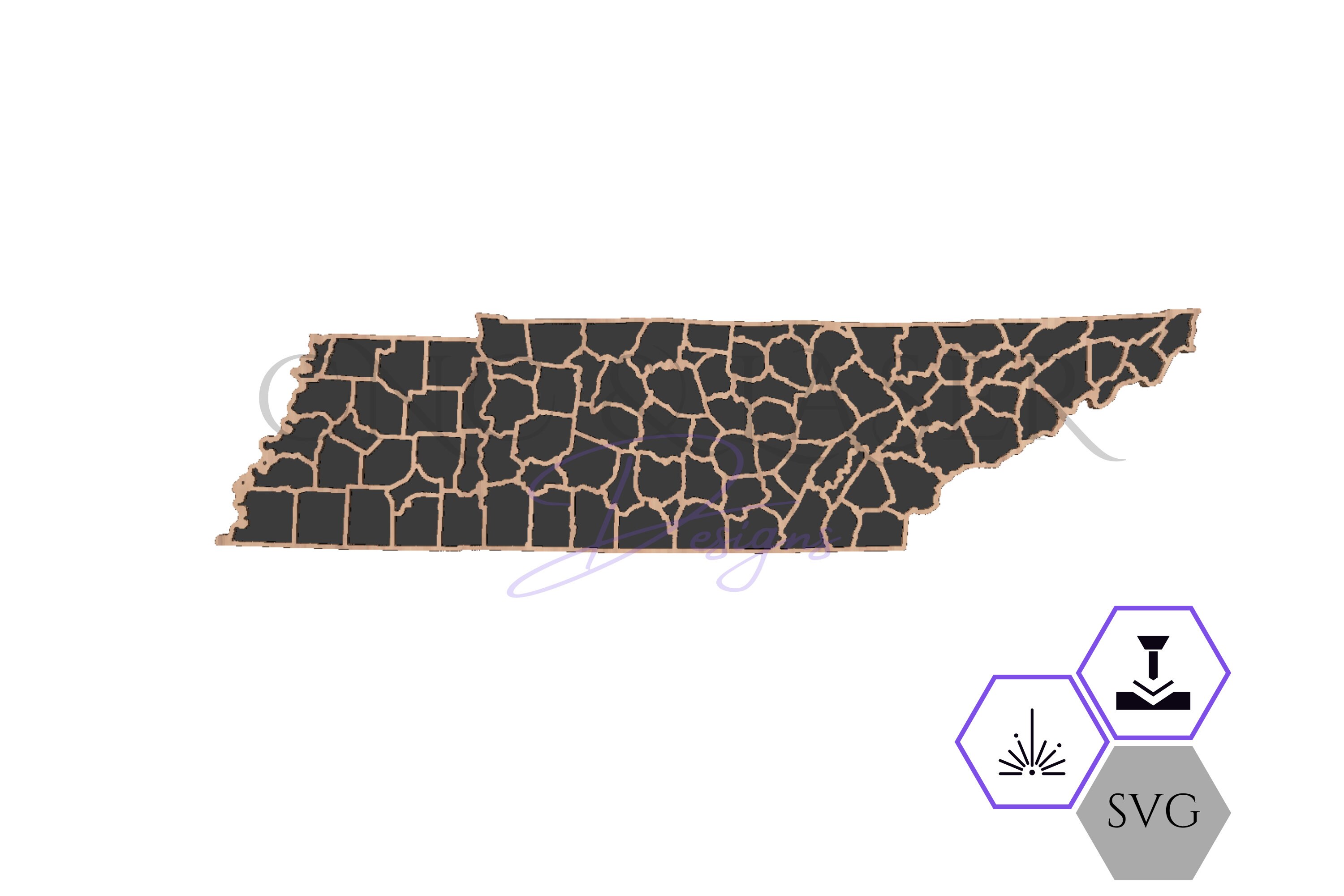 Tennessee Counties Map SVG Tennessee Counties Laser Cut - Etsy