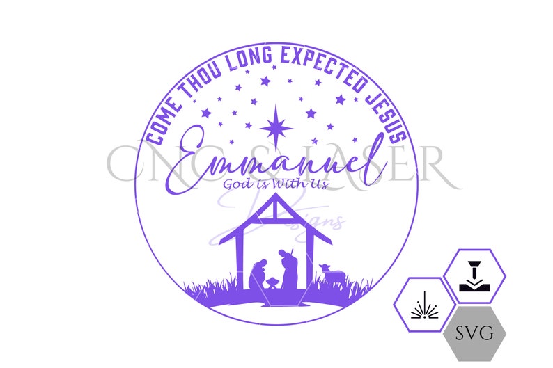 Nativity Scene SVG File Emmanuel SVG Come Thou Long - Etsy