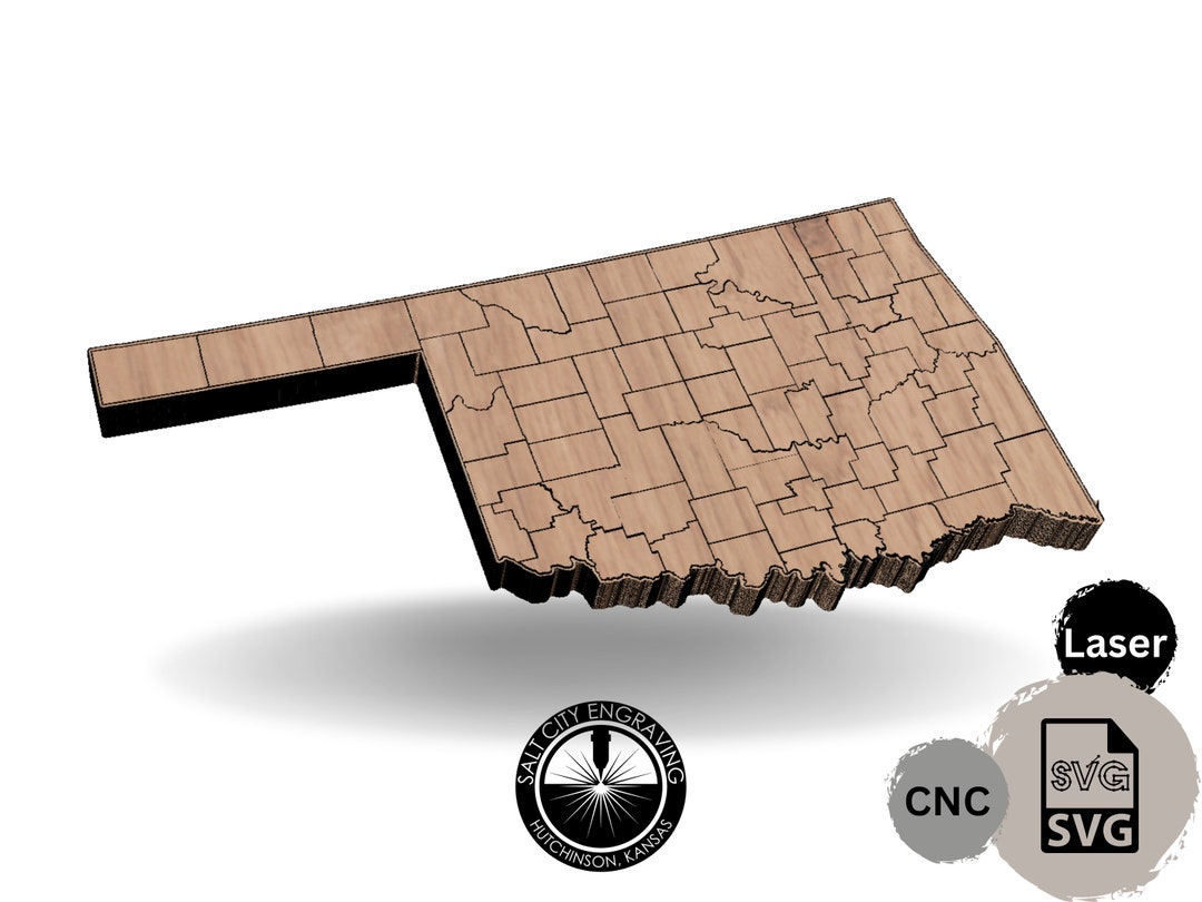 Oklahoma Counties Map SVG - Oklahoma Counties - Laser Cut File - Laser ...