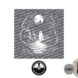 Ghost Haunted Halloween Scene SVG - Spooky Scene - Vector File ...