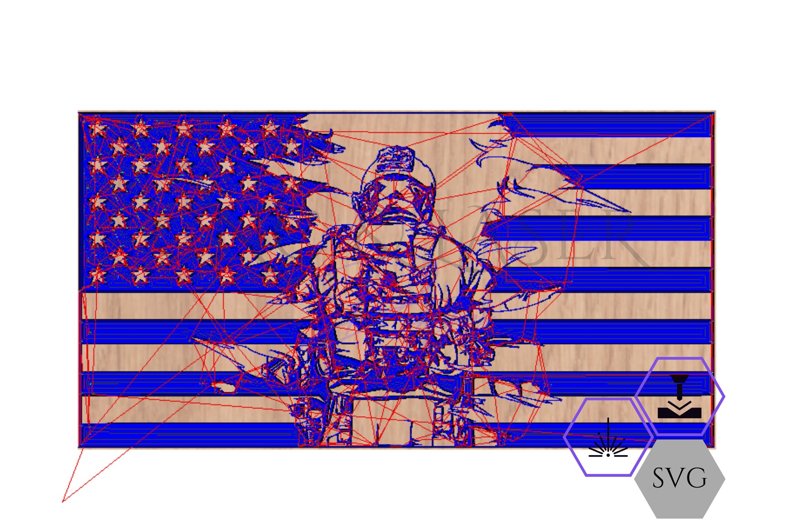 Tattered Soldier Flag SVG: Worn American Flag, Veteran Design (digital ...