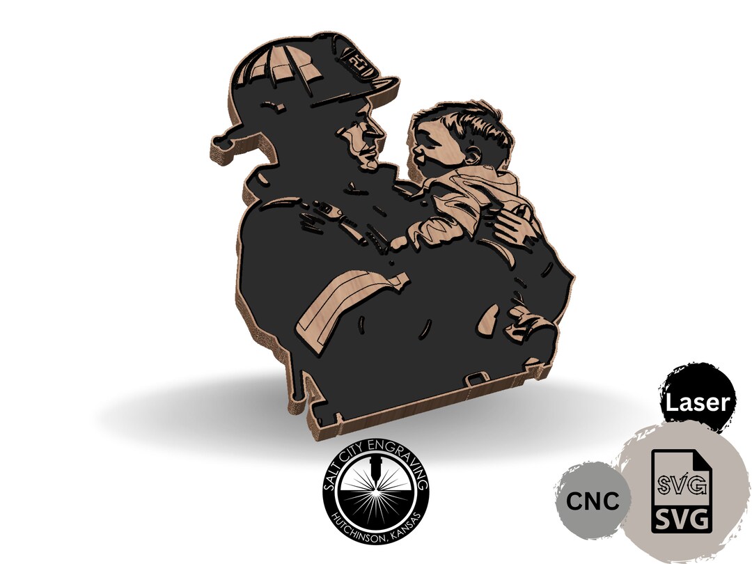 Firefighter Holding Child SVG: Laser & CNC Vector File - Etsy