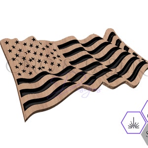 Waving American Flag SVG: Laser Cut CNC File - Etsy