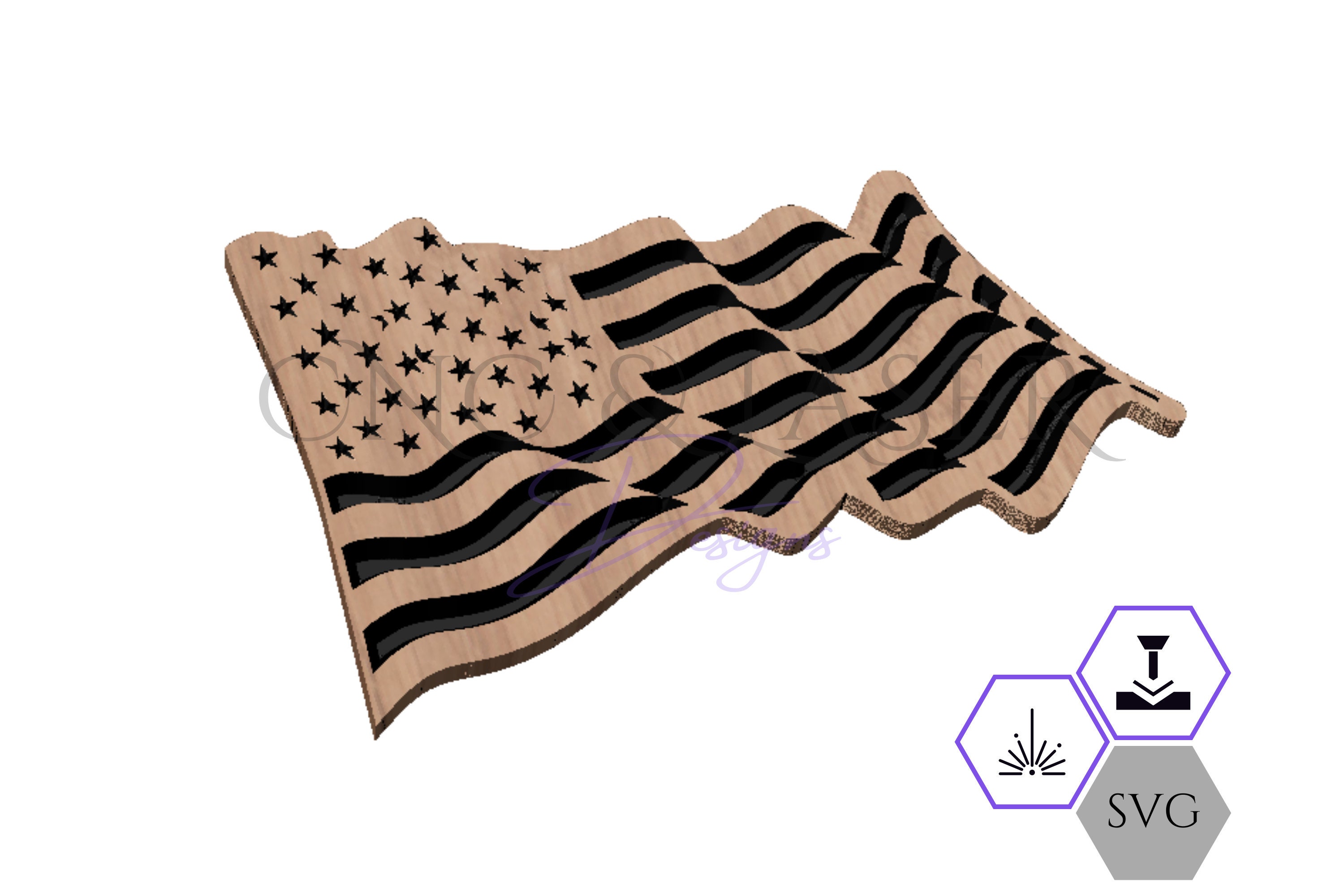 Waving American Flag SVG: Laser Cut CNC File - Etsy