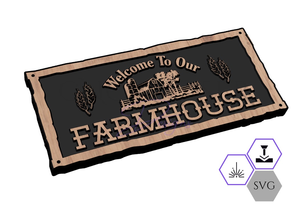 Farmhouse Welcome Sign SVG: Rustic Wall Decor, CNC Laser Cut File - Etsy