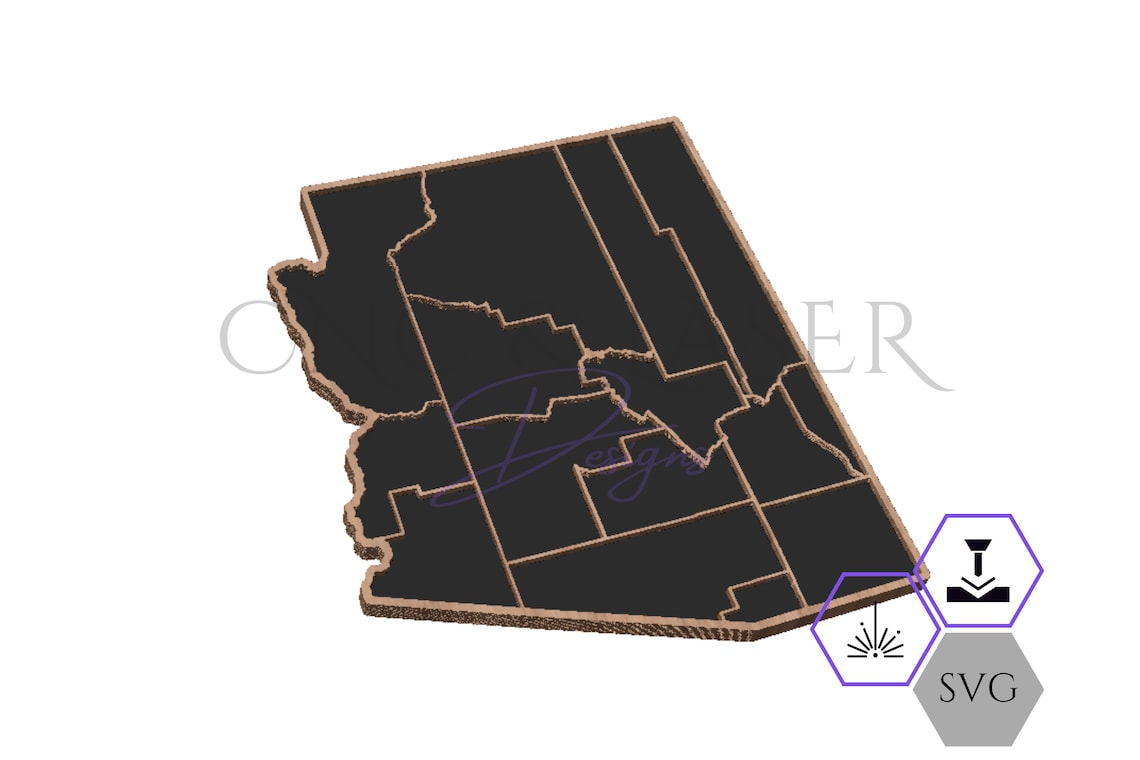 Arizona Counties Map SVG Arizona Counties Laser Cut File - Etsy