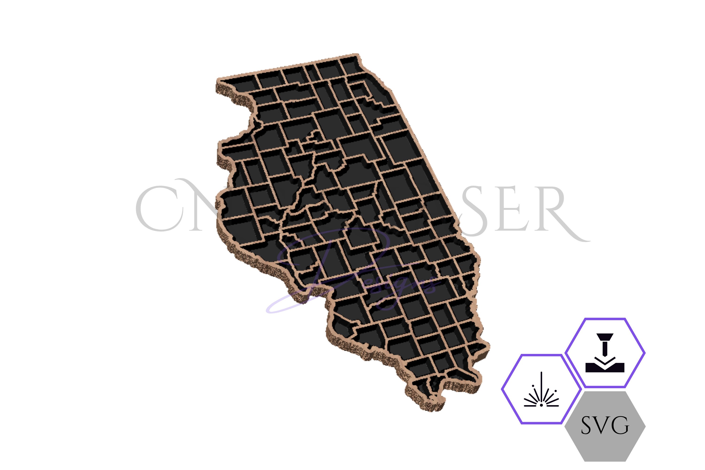 Illinois Counties Map SVG Illinois Counties Laser Cut File - Etsy