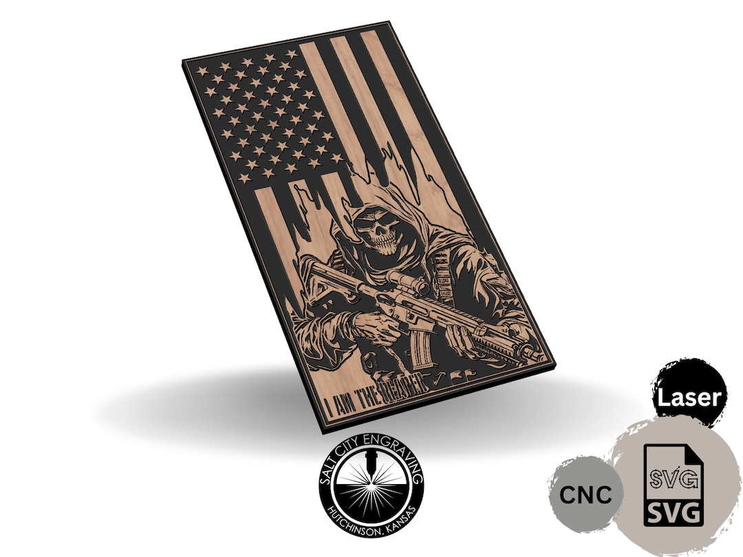 Reaper American Flag - Vertical Tattered Flag - CNC Laser SVG File - Etsy