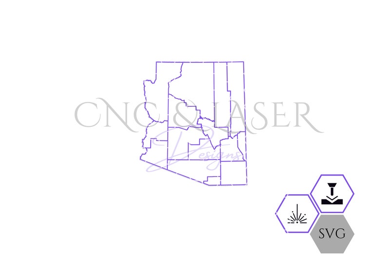 Arizona Counties Map SVG Arizona Counties Laser Cut File - Etsy