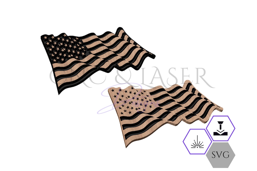 Waving American Flag SVG: Laser Cut CNC File - Etsy