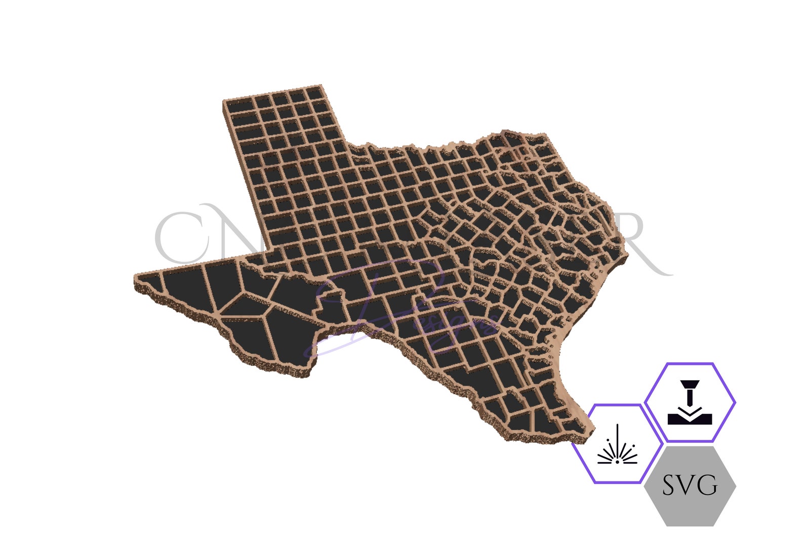 Texas Counties Map SVG - Laser Cut File - Etsy