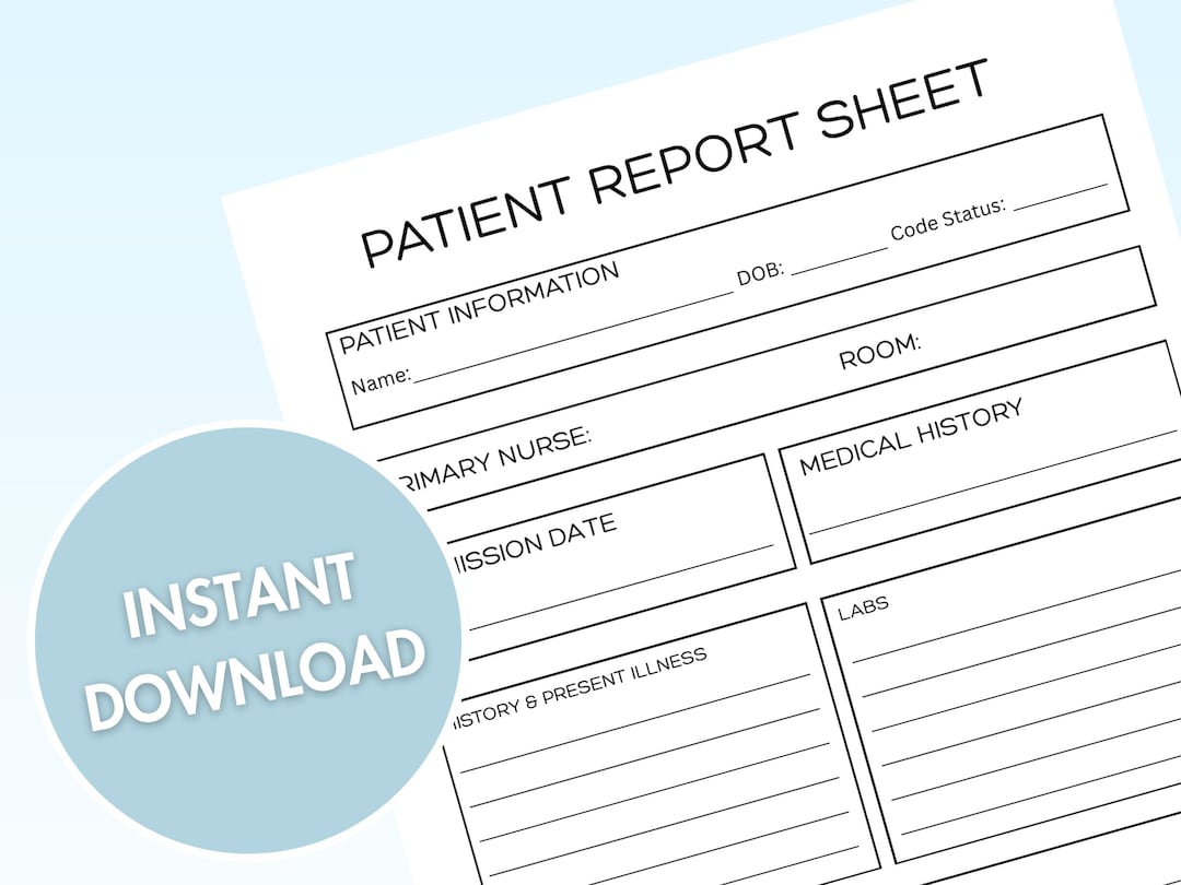 Printable Patient Report Sheet | Nurse Shift Organizer | SBAR Template ...