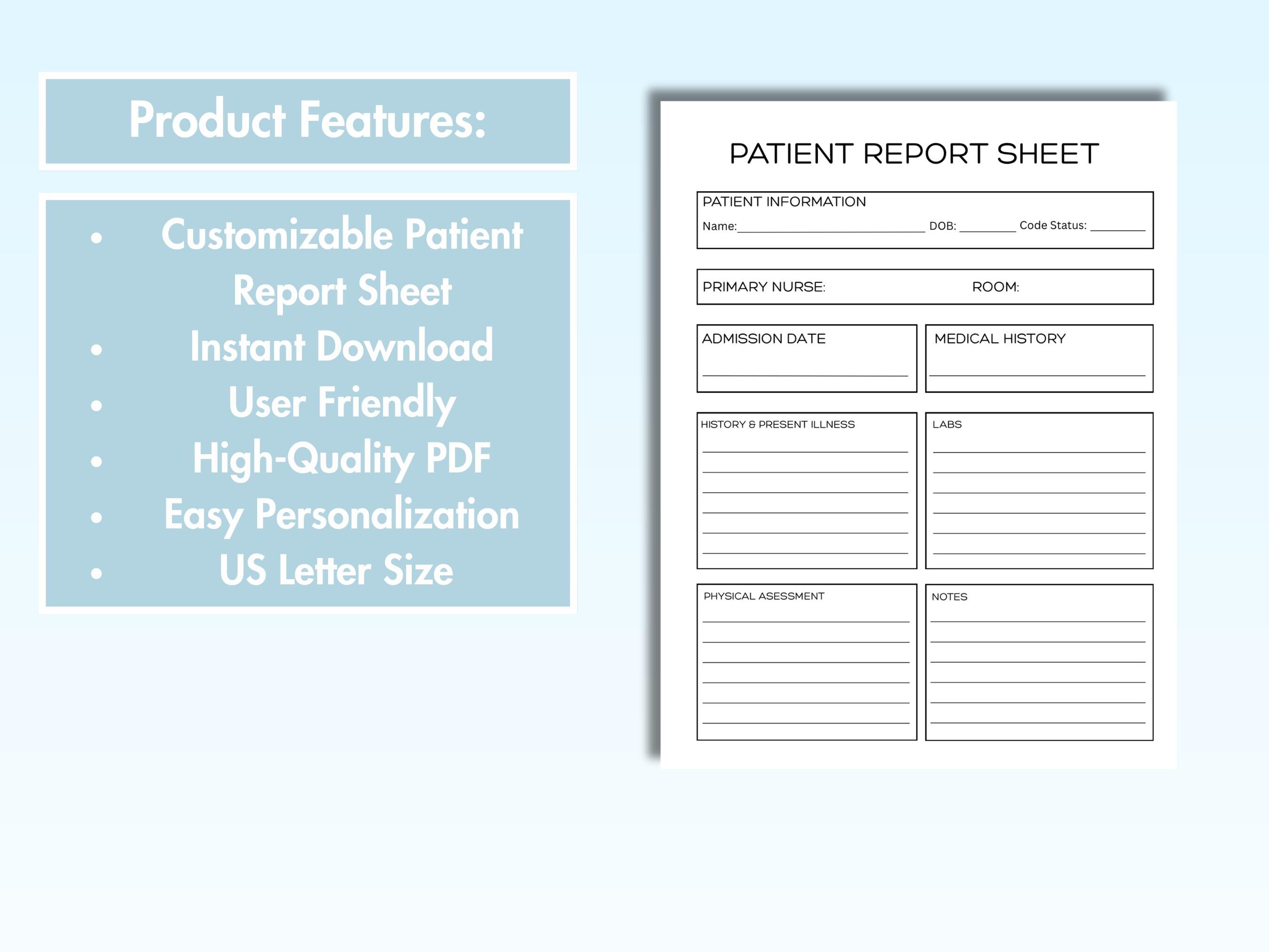 Printable Patient Report Sheet | Nurse Shift Organizer | SBAR Template ...