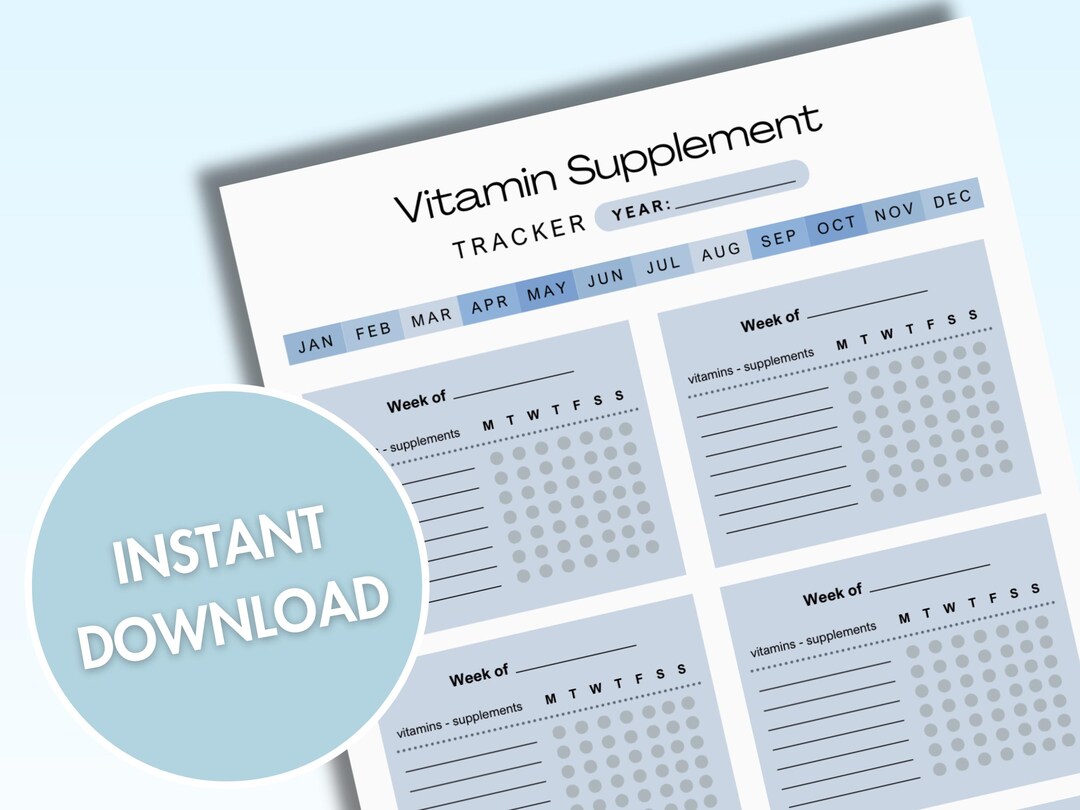 Printable Vitamin Supplement Tracker | Health Planner Insert | Daily ...