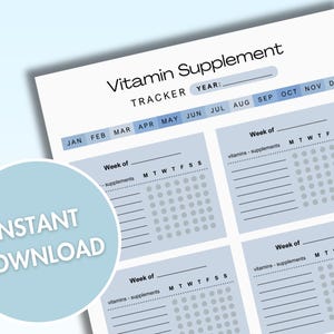 Printable Vitamin Supplement Tracker | Health Planner Insert | Daily ...