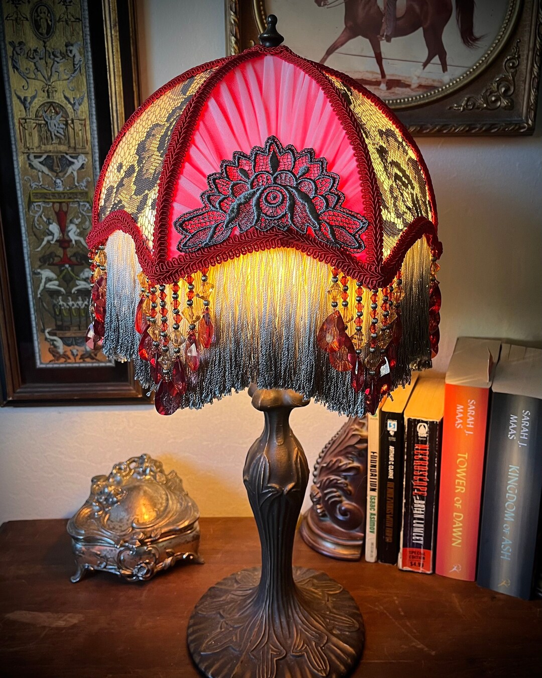 The Ruby Deco Hand Sewn Victorian Gothic Lamp Shade Fringe and Vintage ...