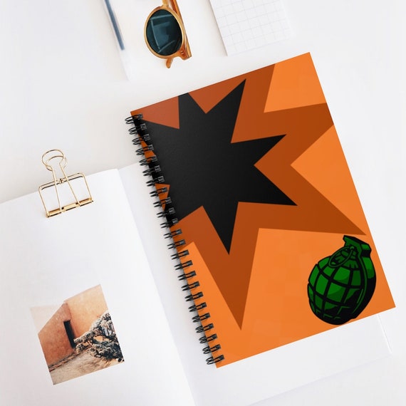 Orange Grenade Explosion Spiral Notebook Ruled Line - Etsy