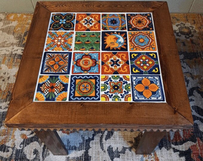 Talavera Mexican Tile End Table - Etsy