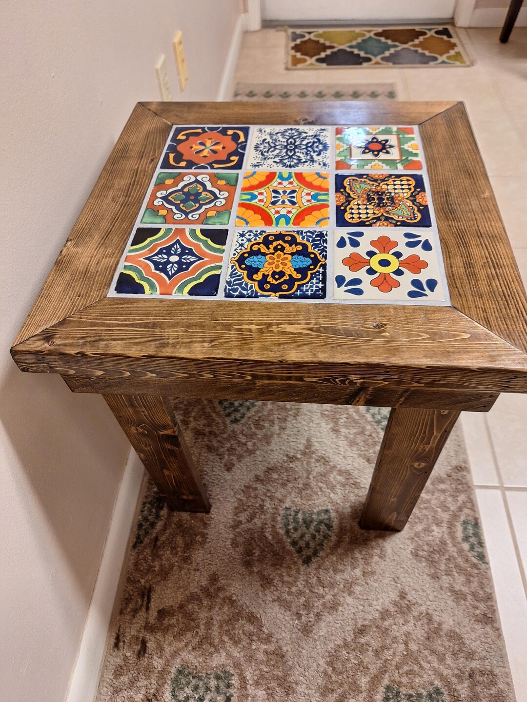Talavera Mexican Tile End Table - Etsy