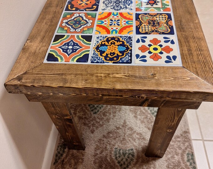 Talavera Mexican Tile End Table - Etsy