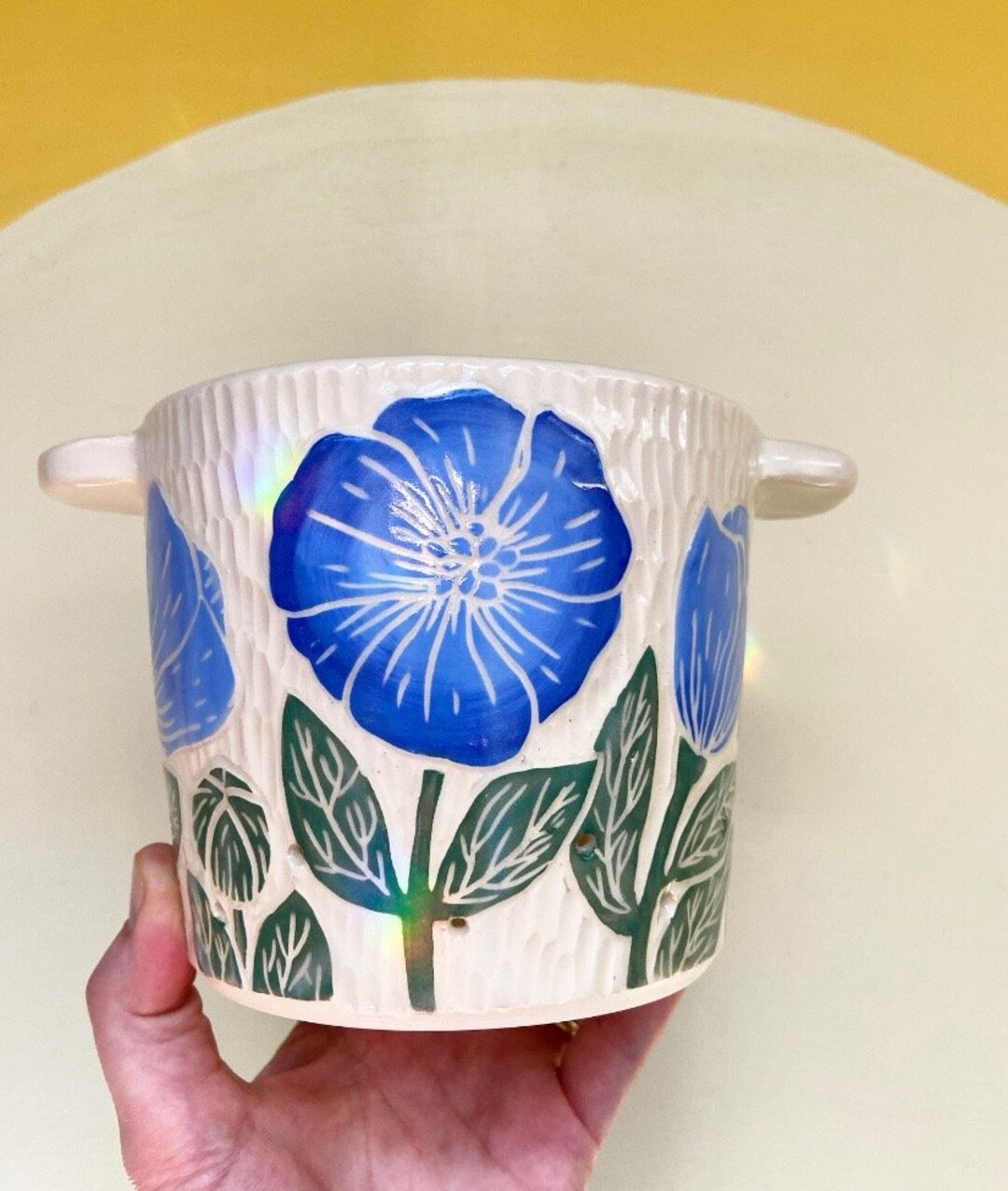 Berry Bucket With Blue Flowers - Etsy