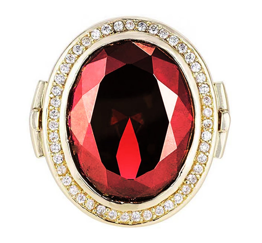 Ruby Red Cubic Zirconia 14k Gold Plated Bishop Cross Ring | Free USPS ...