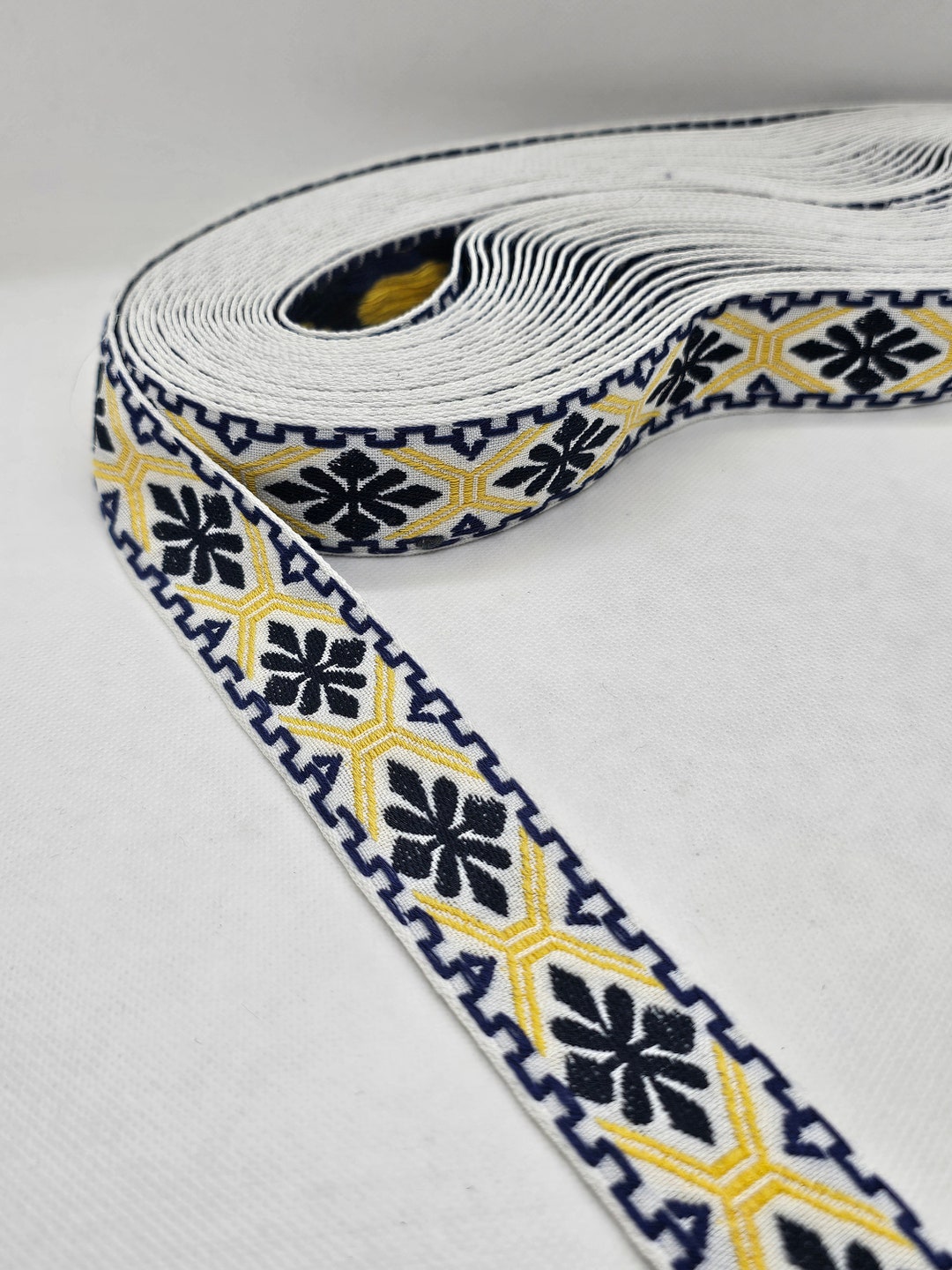 1 Yard Tribal Ribbon 1.25" Embroidered Border Trim Jacquard Woven Trim ...