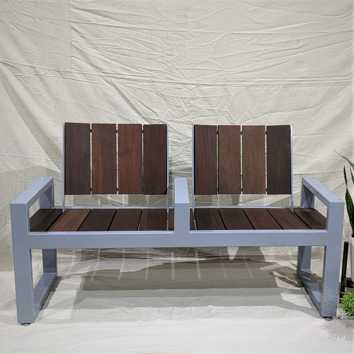 Outdoor Bench With IPE Wood and Powder Coated Steel - Etsy