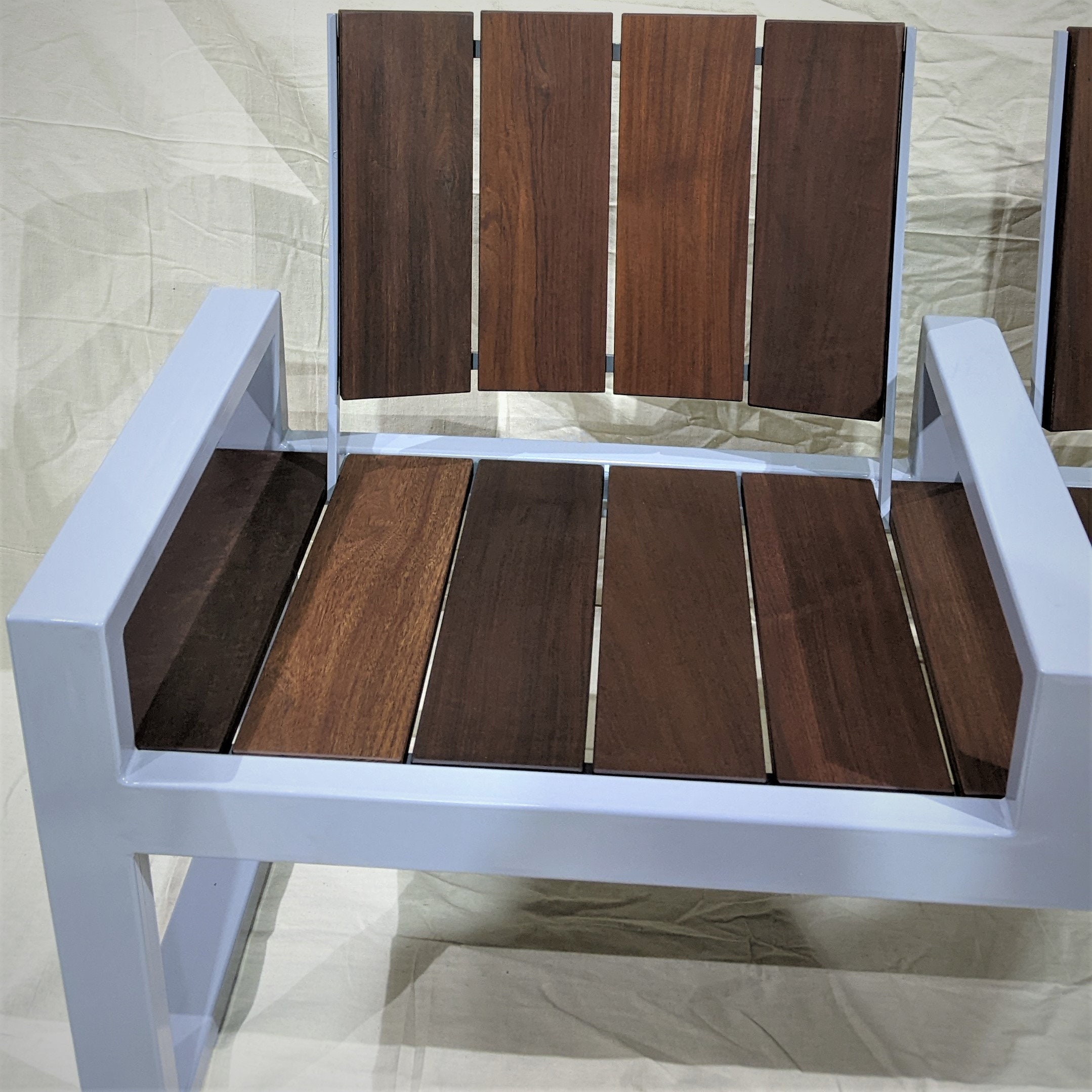 Outdoor Bench With IPE Wood and Powder Coated Steel - Etsy