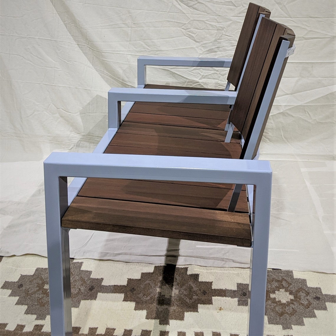 Outdoor Bench With IPE Wood and Powder Coated Steel - Etsy