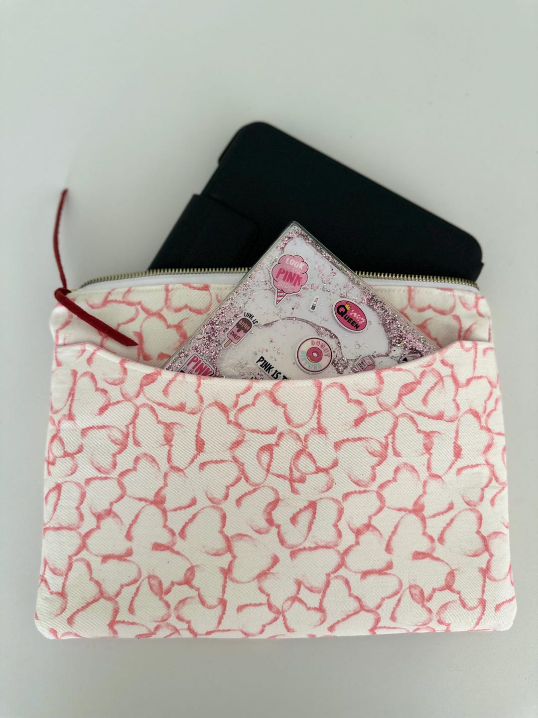 Tablet Bag, Pink Quilted Laptop iPad Tablet Sleeve With Cotton Lining ...