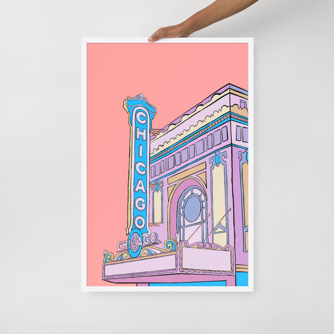 Boujee Aesthetic Print, Chicago Art Cute Pink & Blue Print, Girly Dorm ...